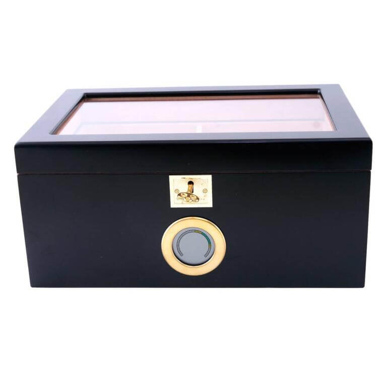 Black Showcase II Glass Top Cigar Humidor | Cigar Star