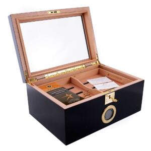 Black Showcase II Glass Top Cigar Humidor | Cigar Star