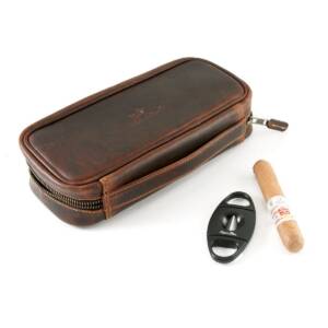 Full-Grain Leather Travel Cigar Humidor| Cigar Case | Cigar Star