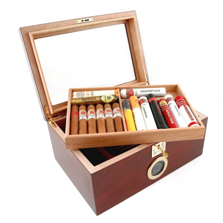 Glass-Top Humidor Gift Set with Solution, Cigar Cutter & Case – Perfect ...