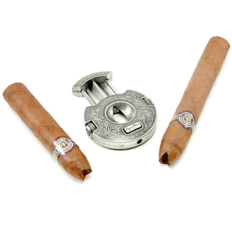 Revo Cigar Star V cut cigar cutter with dual built in cigar punches.
